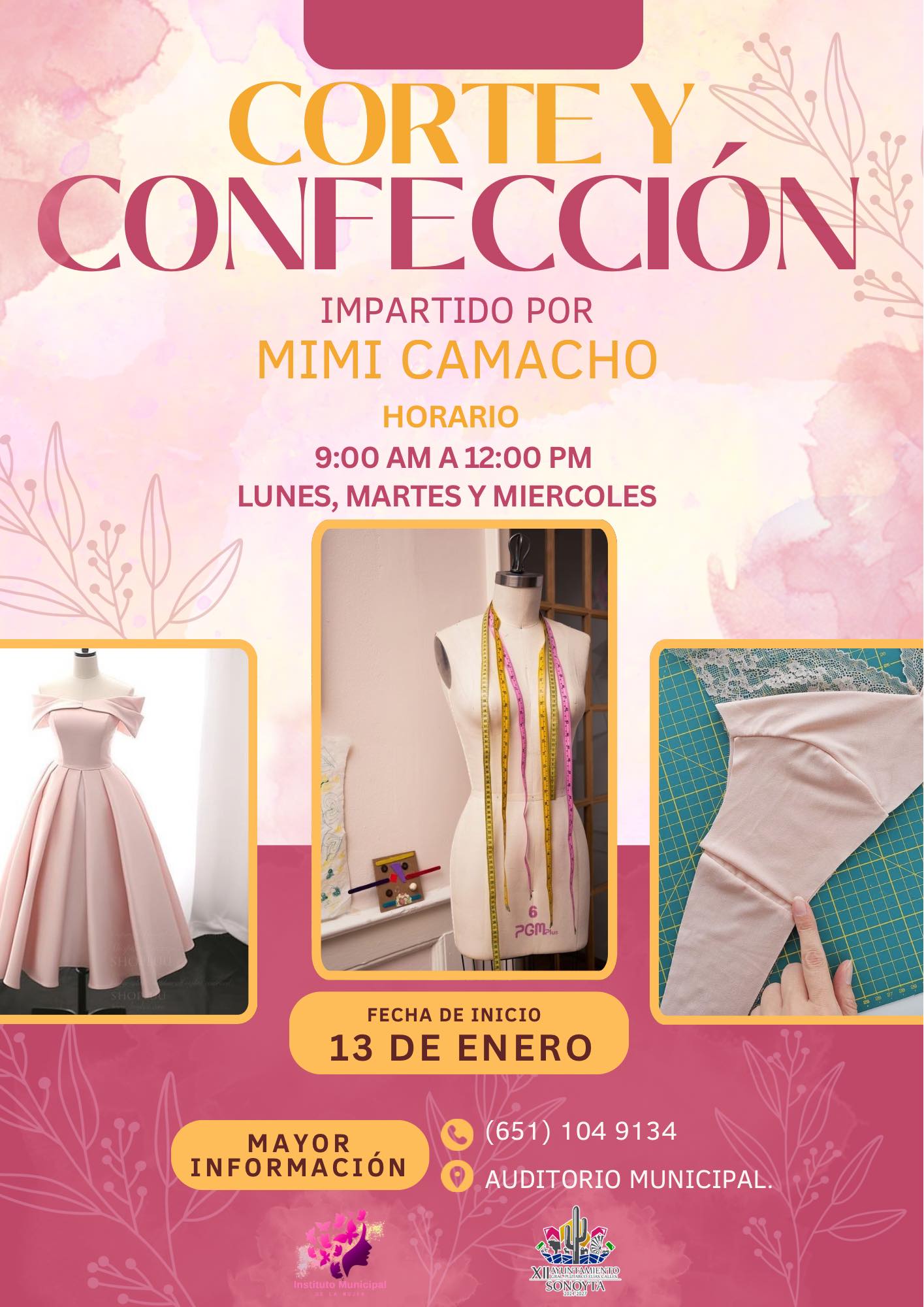 ¡Inscríbete al Curso de Corte y Confección con Mimi Camacho. – Municipio de sonoyta